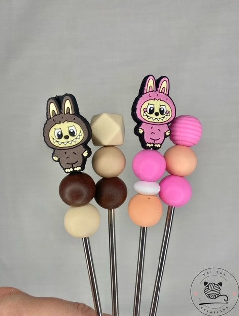 A Pair of Labubu Amigurumi sticks – Unique Crochet Hooks